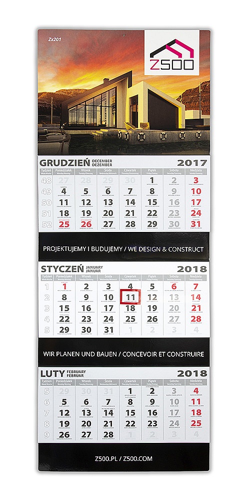 Three-month custom wall calendars | Logo branded, imprinted | Price